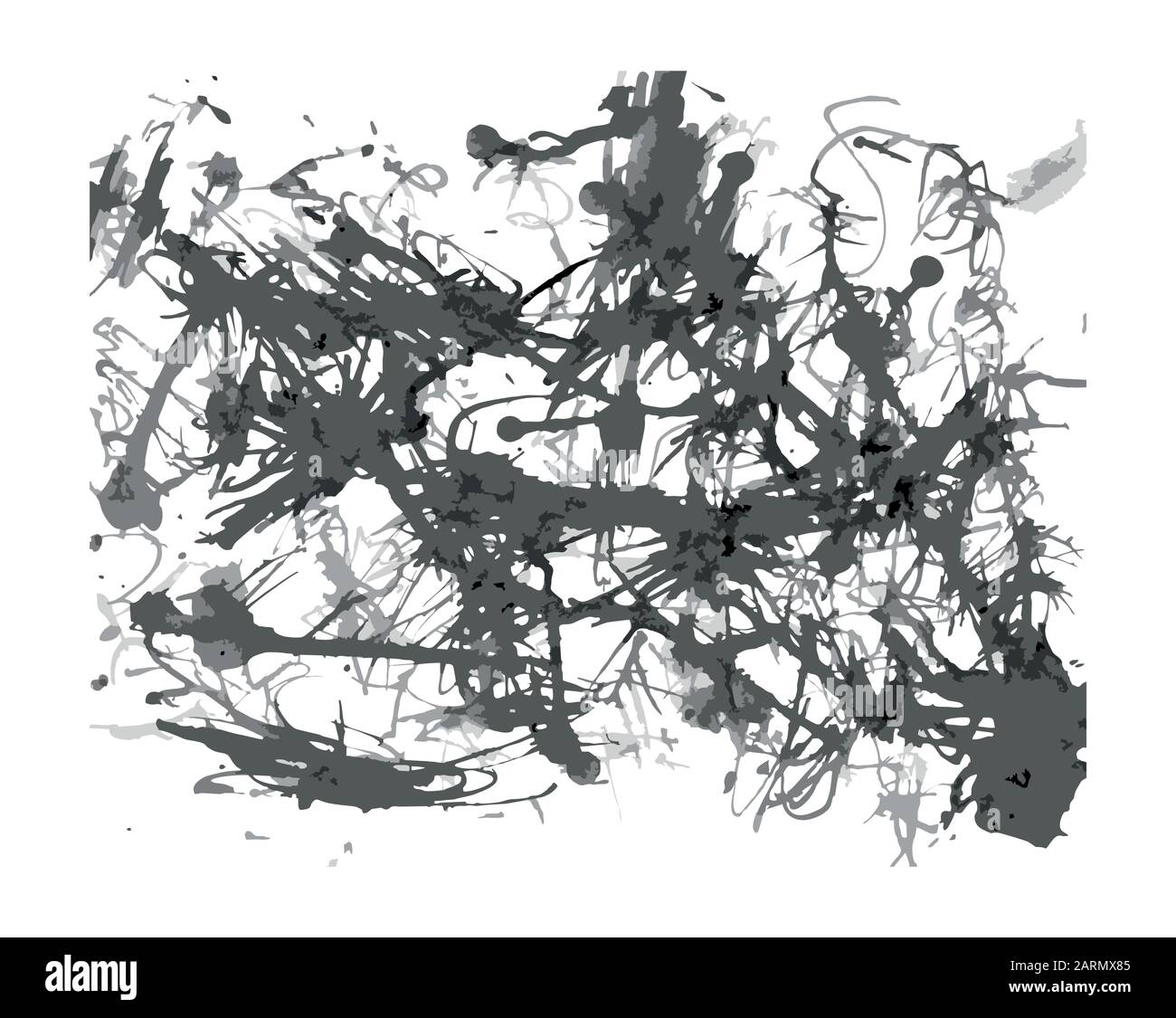 Abstract ink blots artistic background in black and gray colors. Hand ...