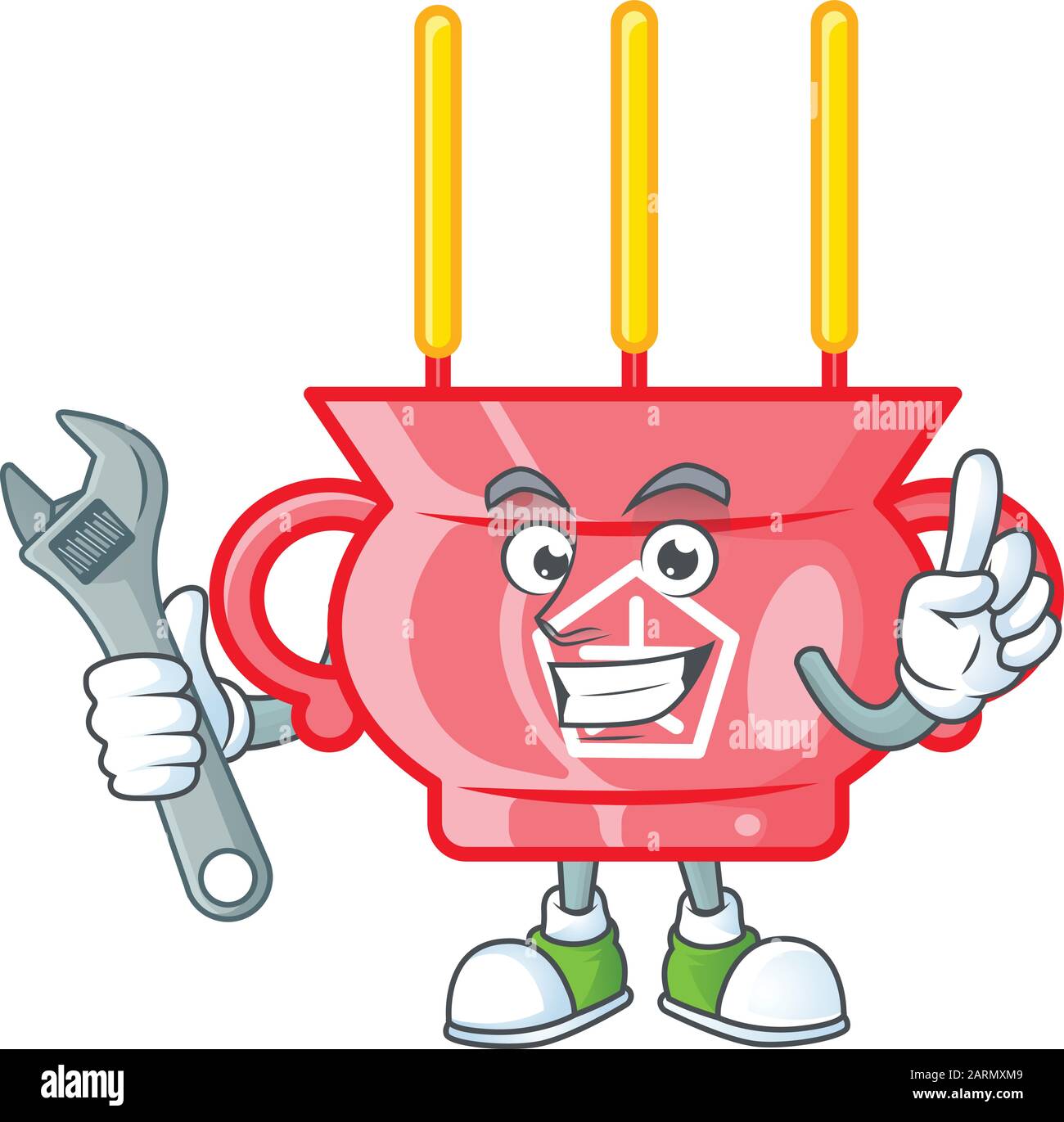 Smart Mechanic chinese red incense cartoon character design Stock ...