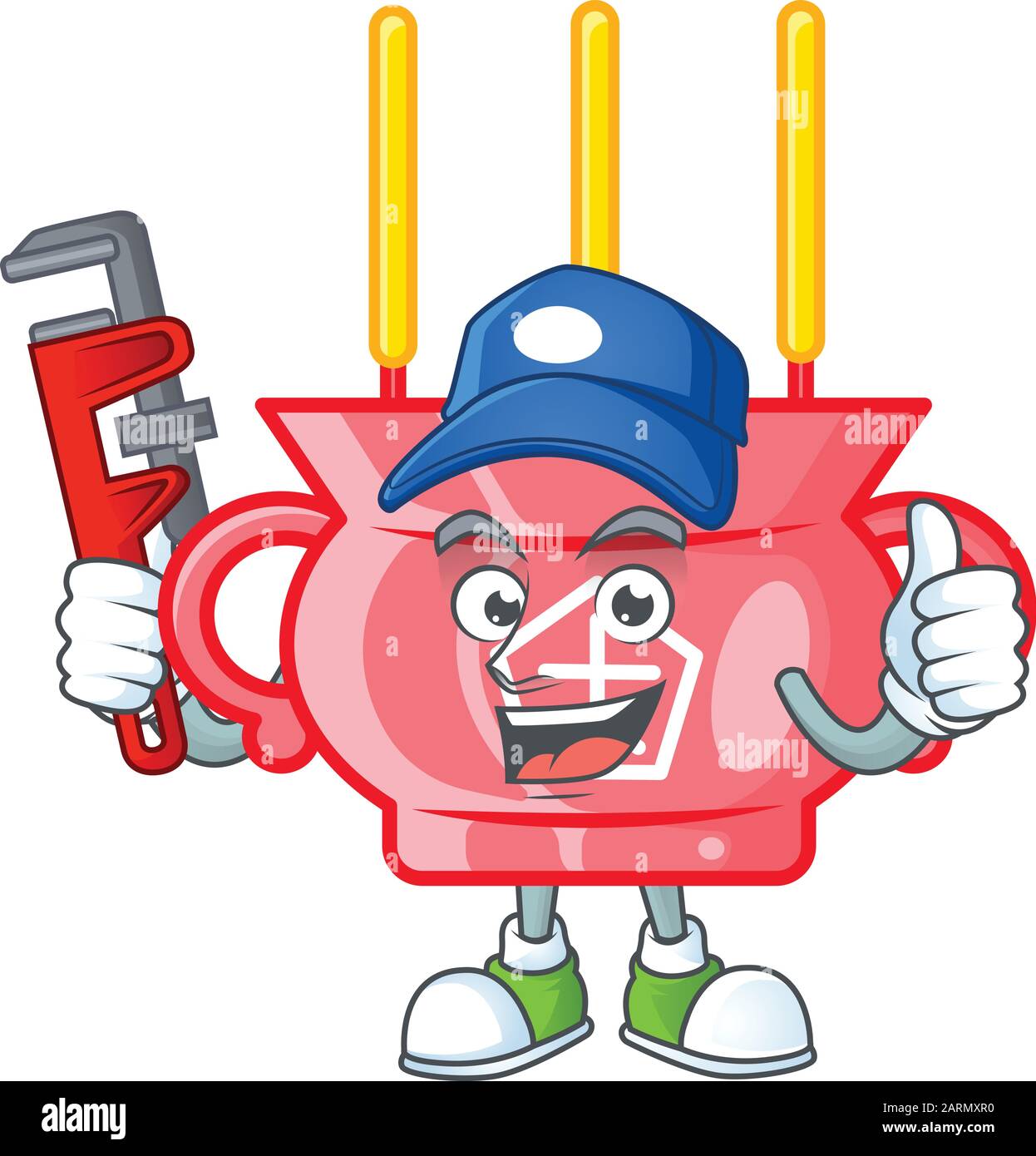 Cool Plumber chinese red incense on mascot picture style Stock Vector ...