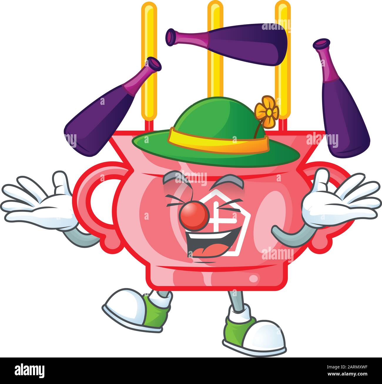 Smart chinese red incense cartoon character design playing Juggling ...