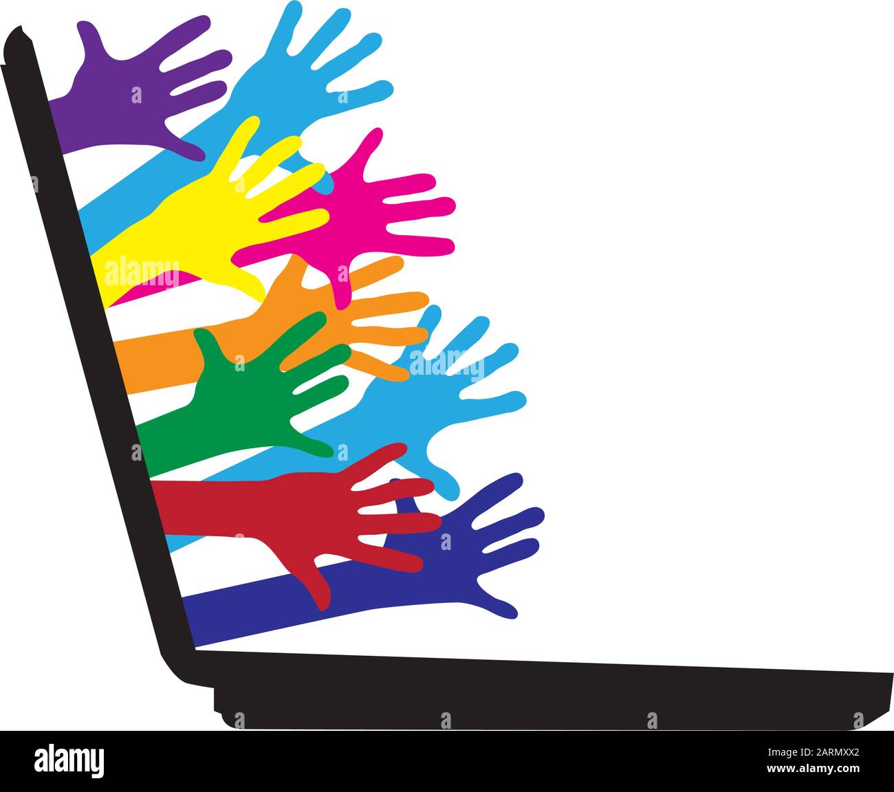 laptop and colorful hands Stock Vector Image & Art - Alamy