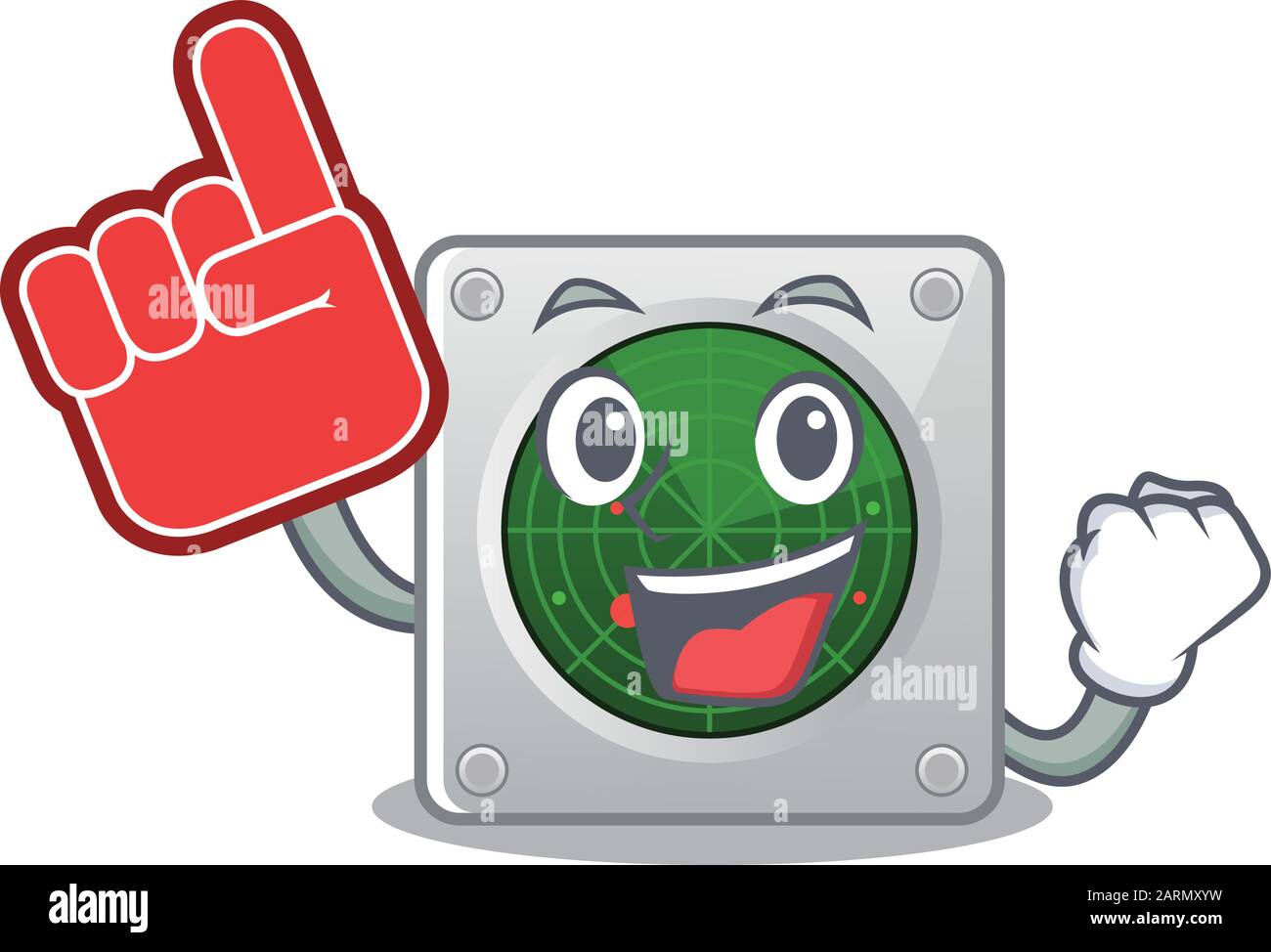 Radar mascot cartoon style holding a Foam finger Stock Vector Image ...