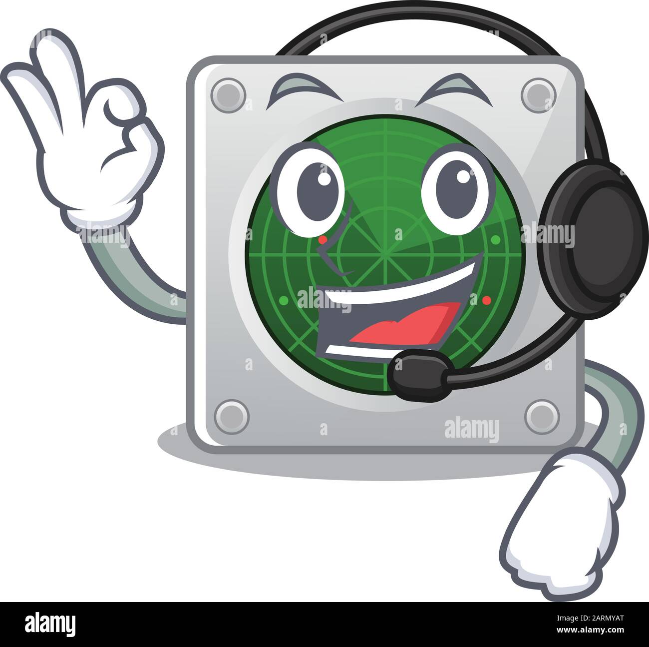 Smiley radar cartoon character design wearing headphone Stock Vector ...