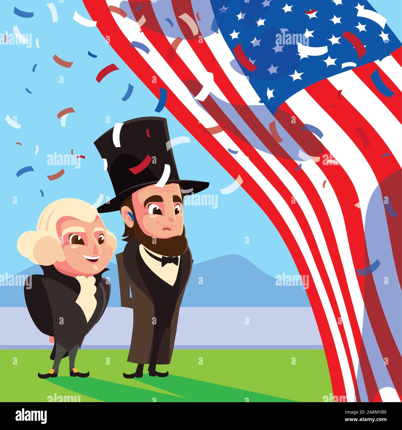 cartoon of presidents george washington and abraham lincoln, president ...