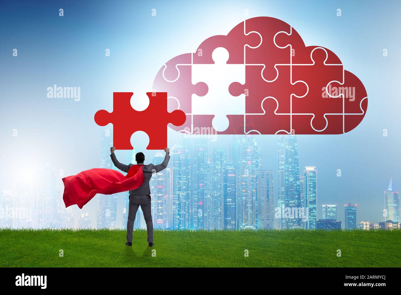 The concept of cloud computing with jigsaw puzzle Stock Photo - Alamy