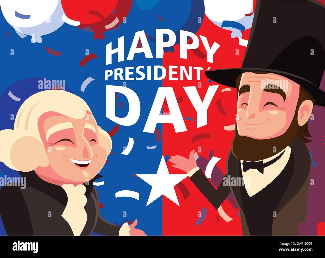 happy president day, cartoon of president George Washington and Abraham ...
