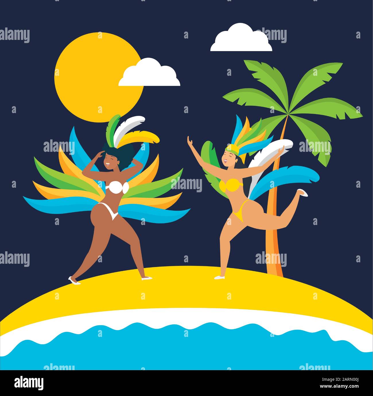 brazilian garotas dancing carnival characters Stock Vector Image & Art ...
