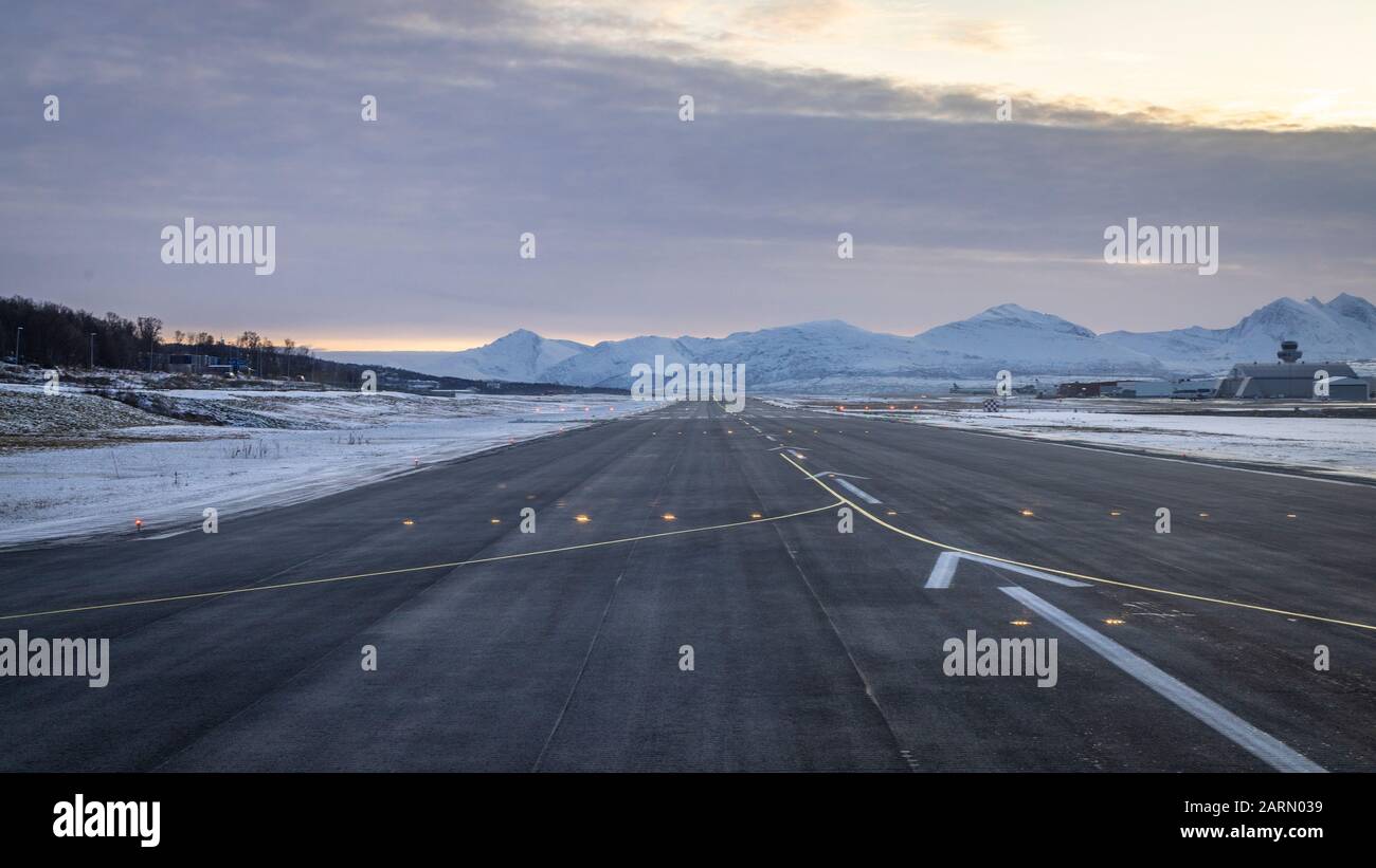 On the runway at the airport Tromsø in North Norway Stock Photo - Alamy