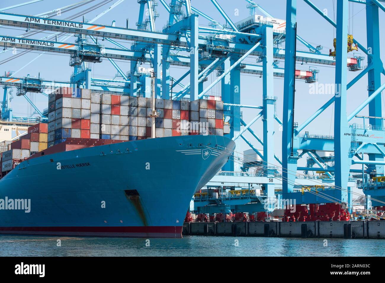 Rotterdam, The Netherlands - July 30, 3019: Estelle Maersk a danish ...