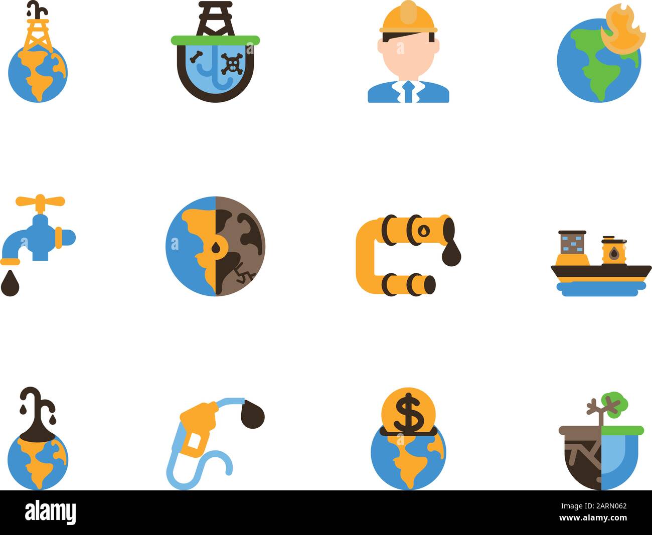 Fracking icon set design, Oil industry fuel technology power industrial ...