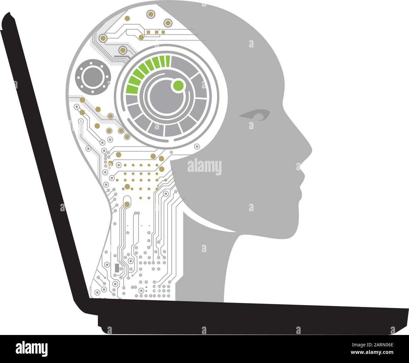 robotic head and laptop Stock Vector Image & Art - Alamy