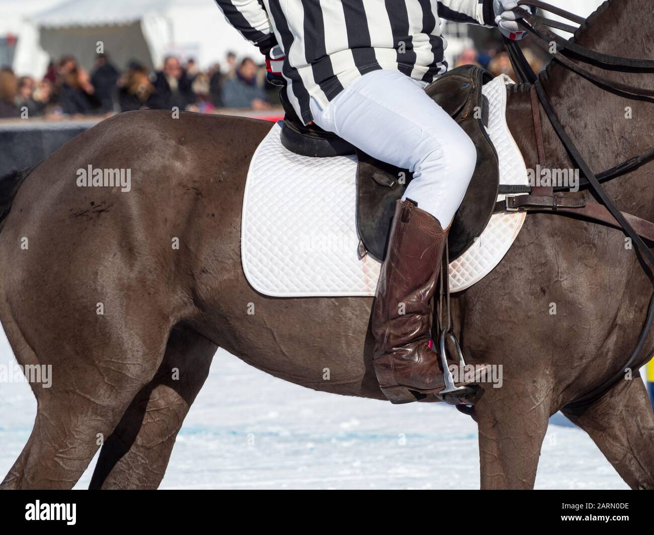 In game action of snow polo Stock Photo - Alamy