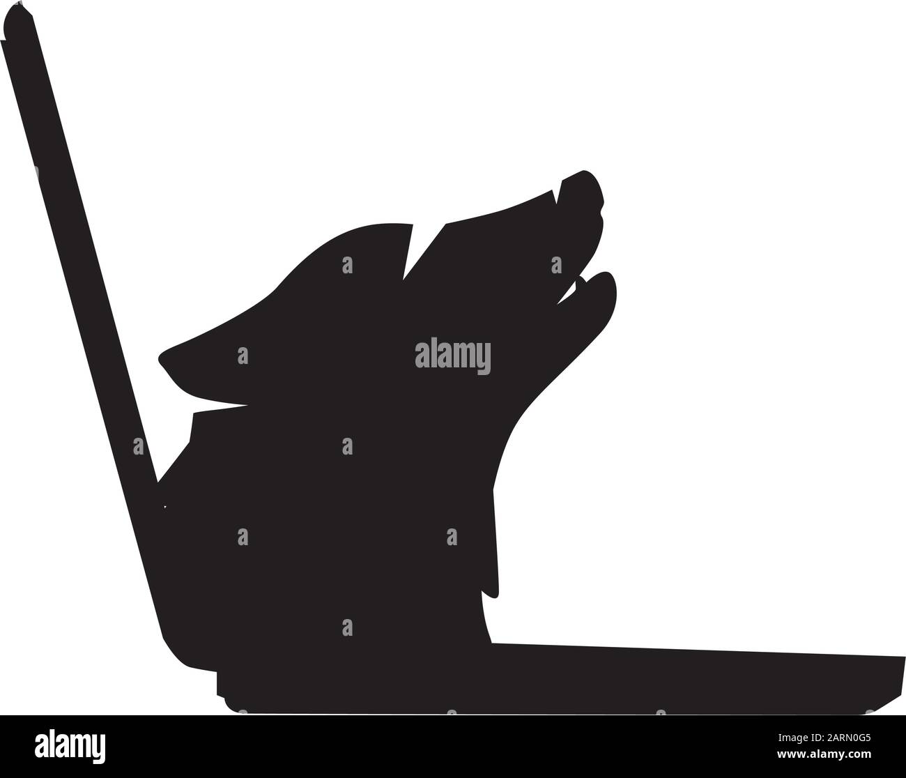 wolf comes out from laptop Stock Vector Image & Art - Alamy