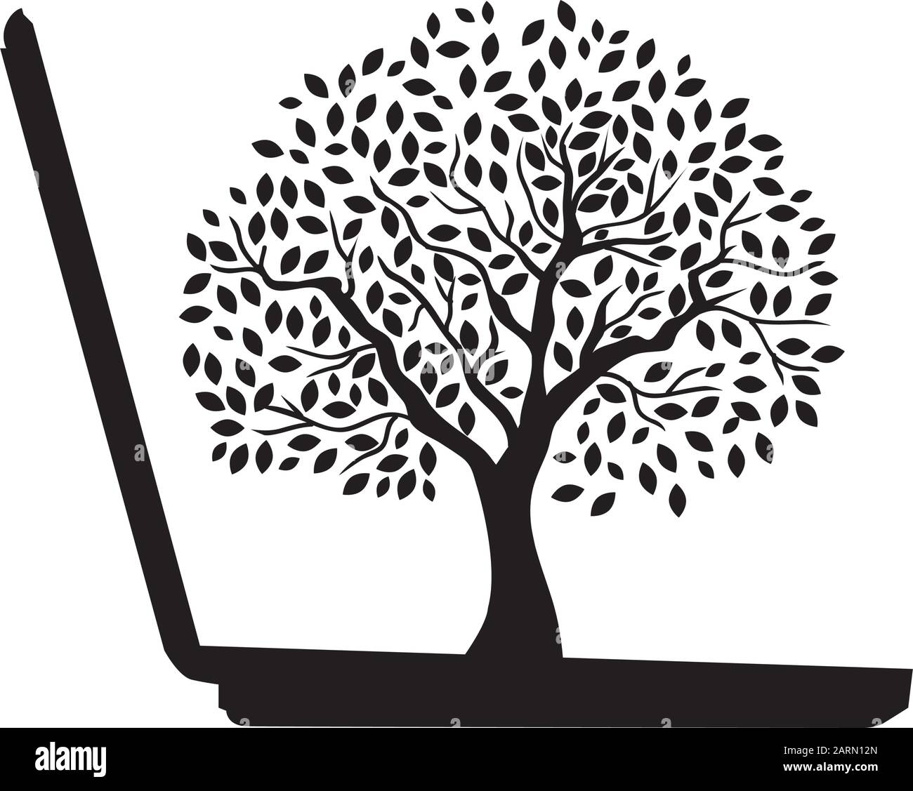 open laptop and beautiful tree Stock Vector Image & Art - Alamy