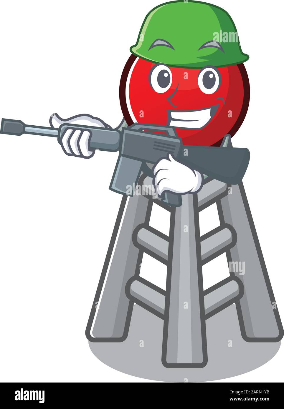 A cartoon design of radio tower Army with machine gun Stock Vector ...