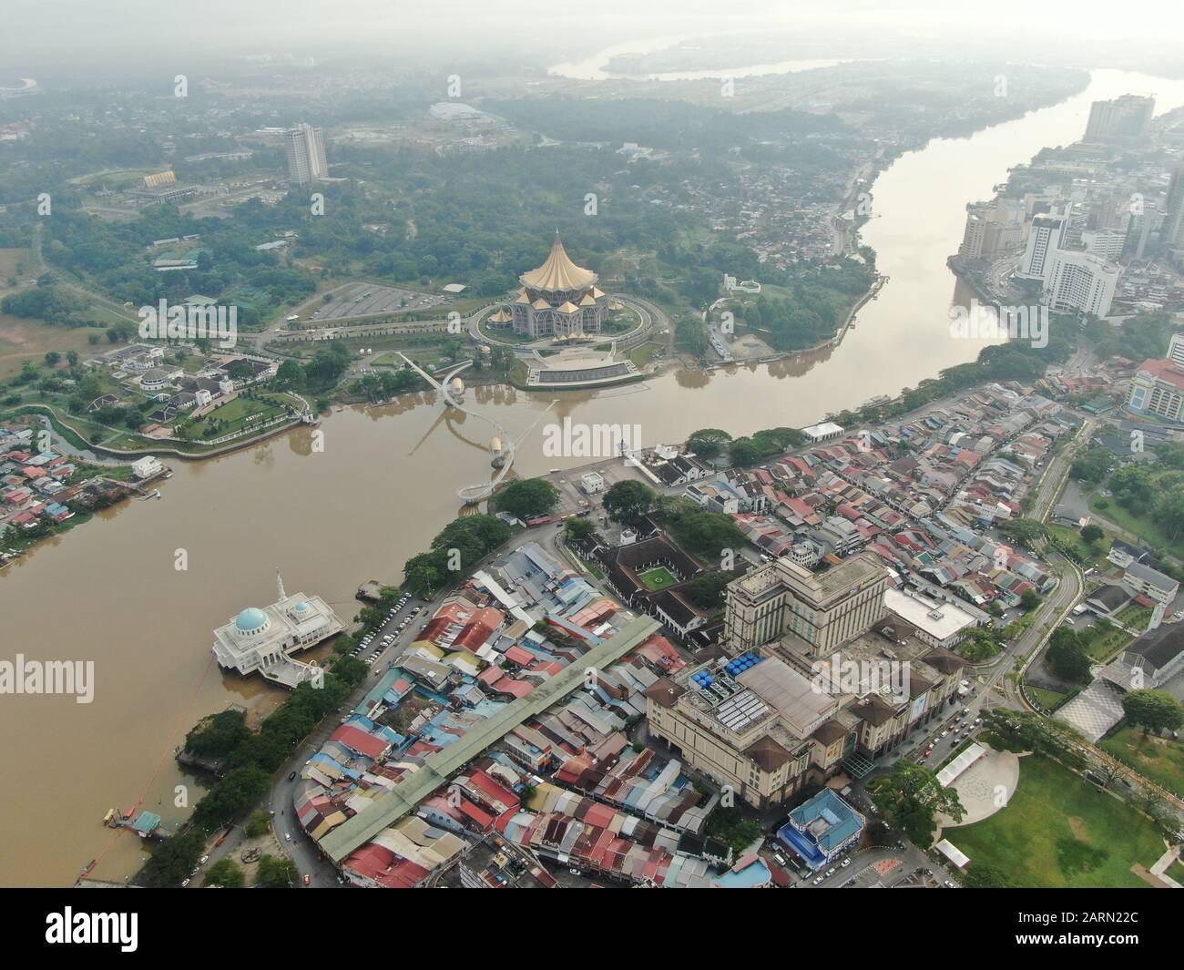 Kuching, Sarawak / Malaysia - November 8 2019: The buildings, landmarks ...