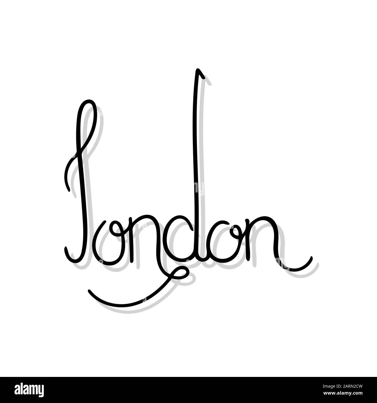 Hand written city name of London. Hand lettering in black color and ...