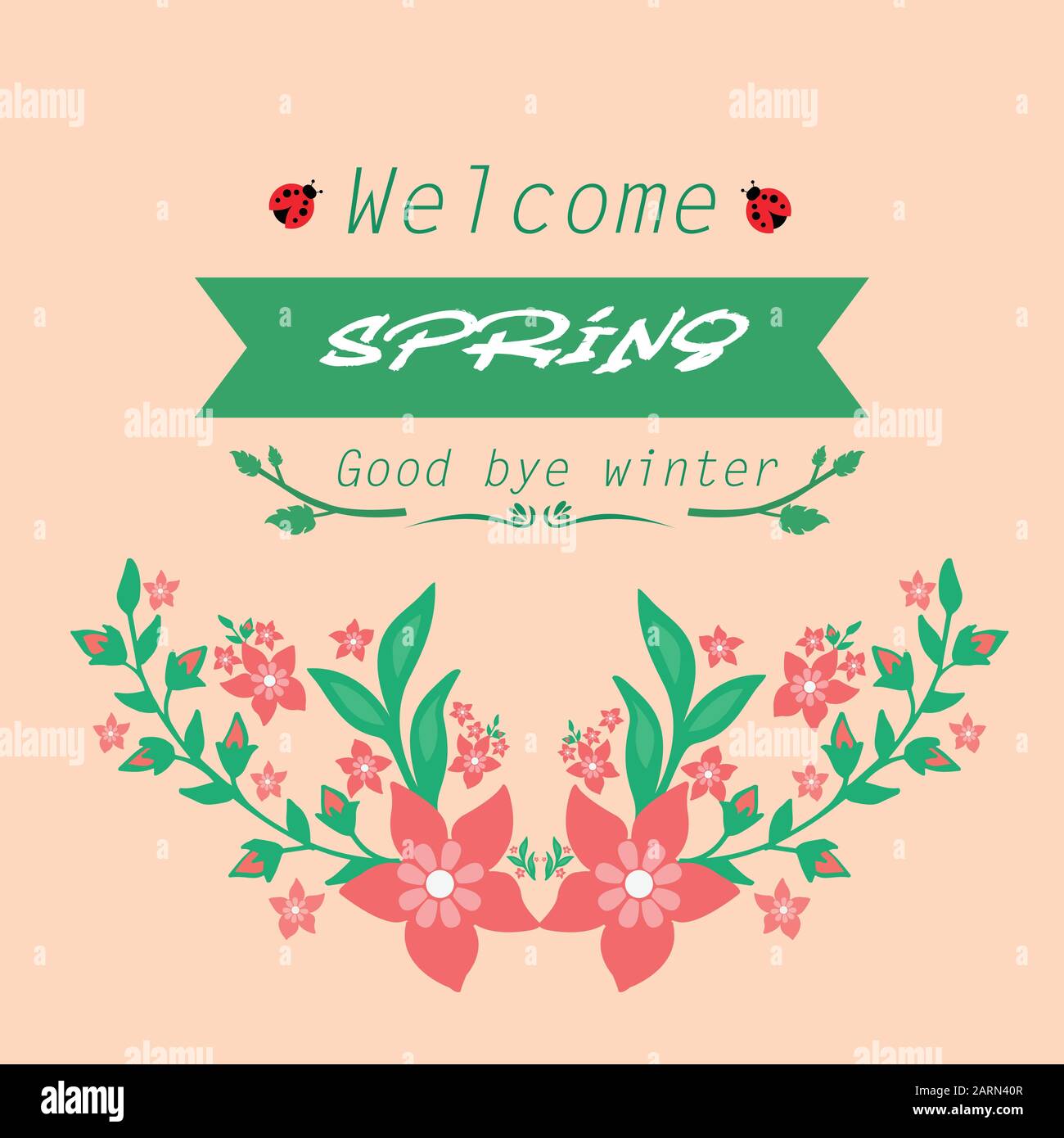 Unique Element design of leaves and red floral frame, for welcome ...