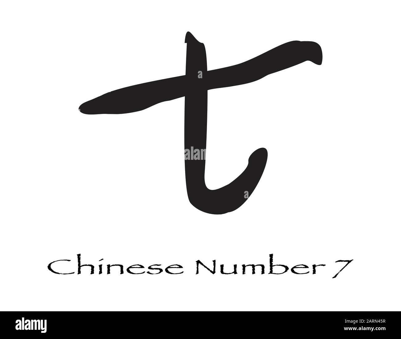 The Chinese Mandarine logogram for the number seven isolated on a white ...