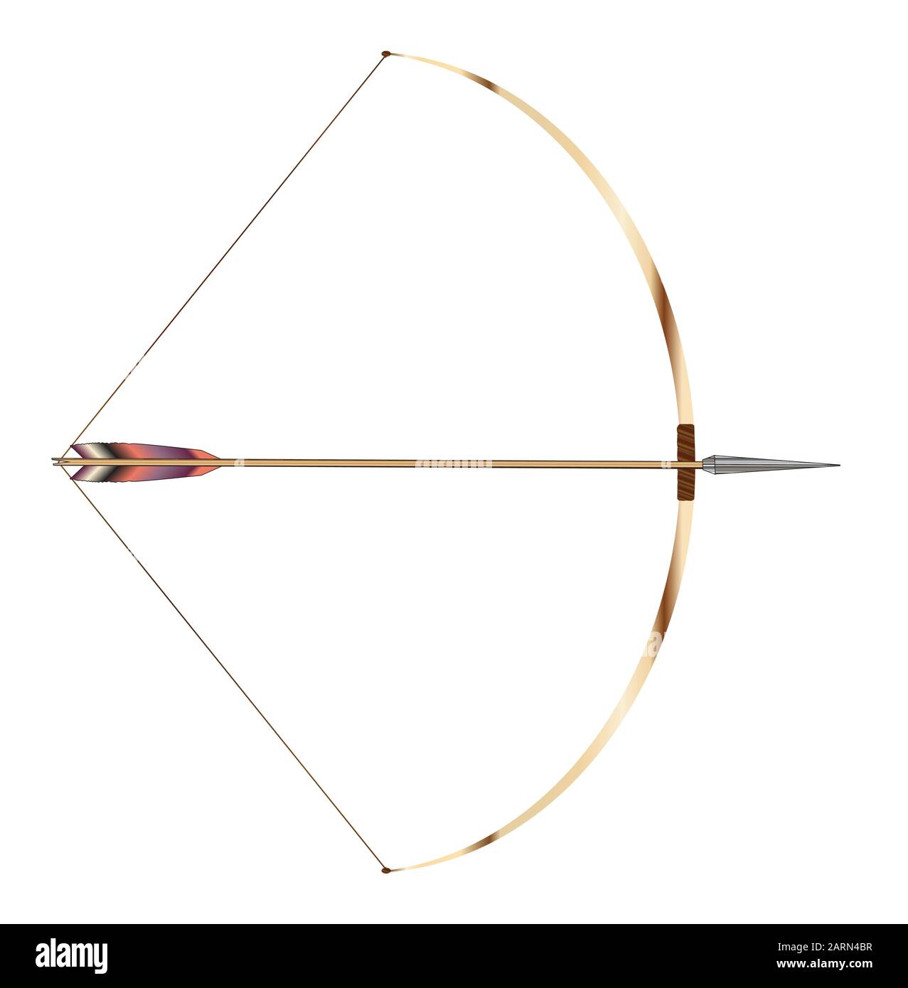 A typical longbow and arrow isolated, on a white background Stock ...