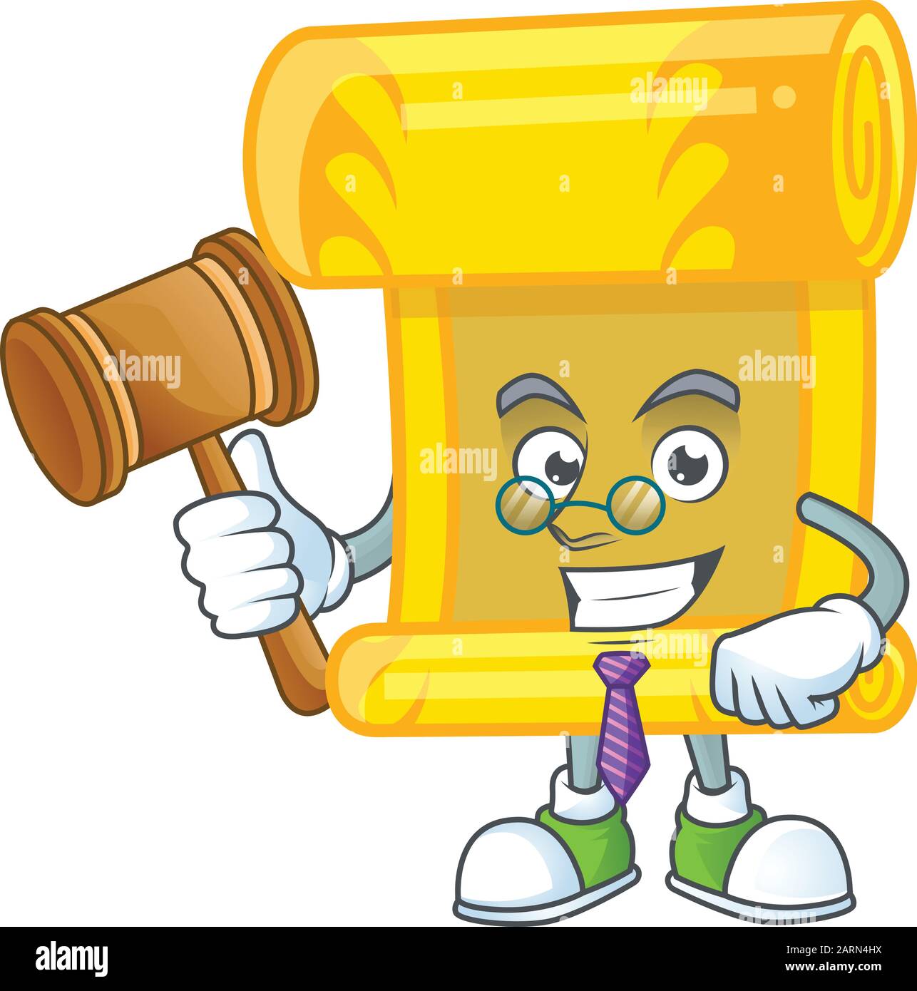 Smart Judge chinese gold scroll in mascot cartoon character style Stock ...