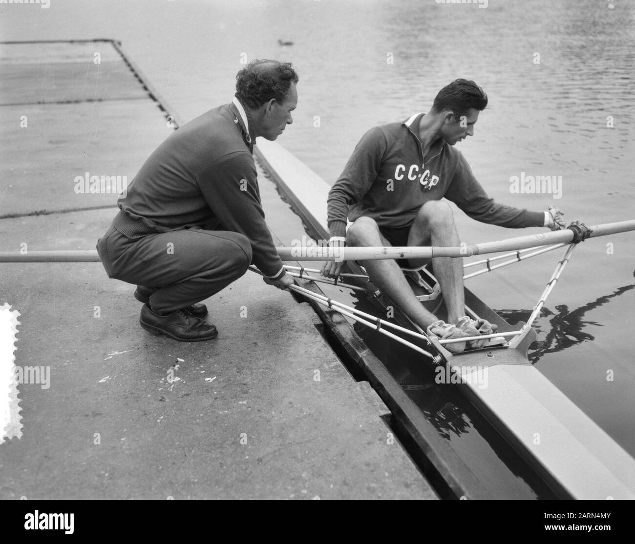 Training European rowing championships, V. Ivanov (Russian) with coach ...