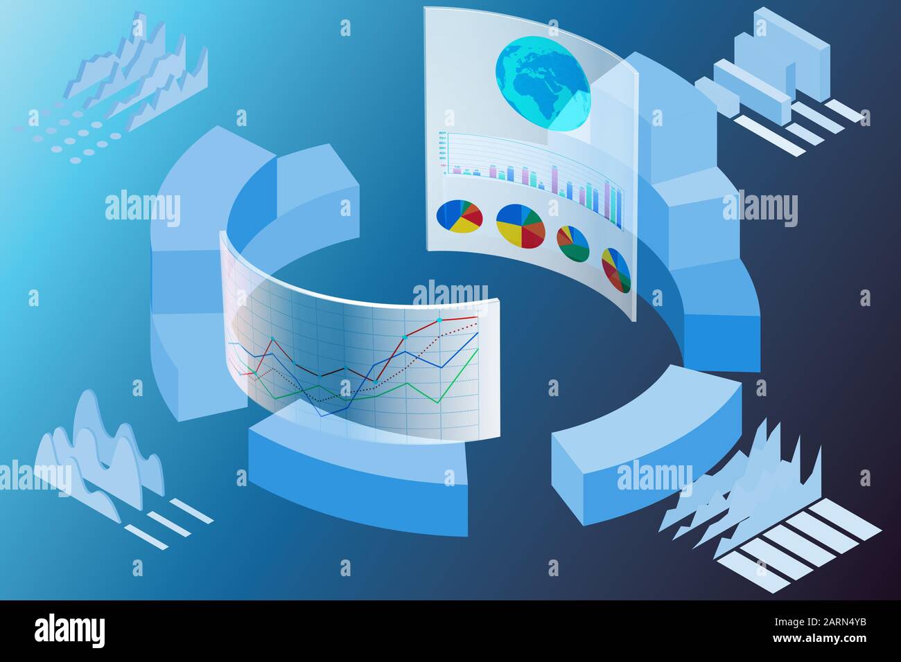 The various visualisation at trading environment - 3d rendering Stock ...
