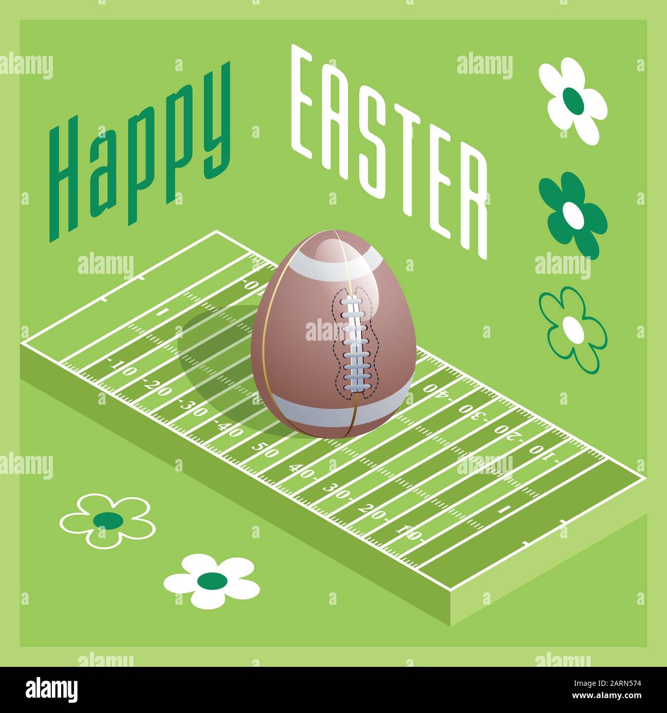 Happy Easter. Greeting card with 3D Easter egg as a football ball and ...
