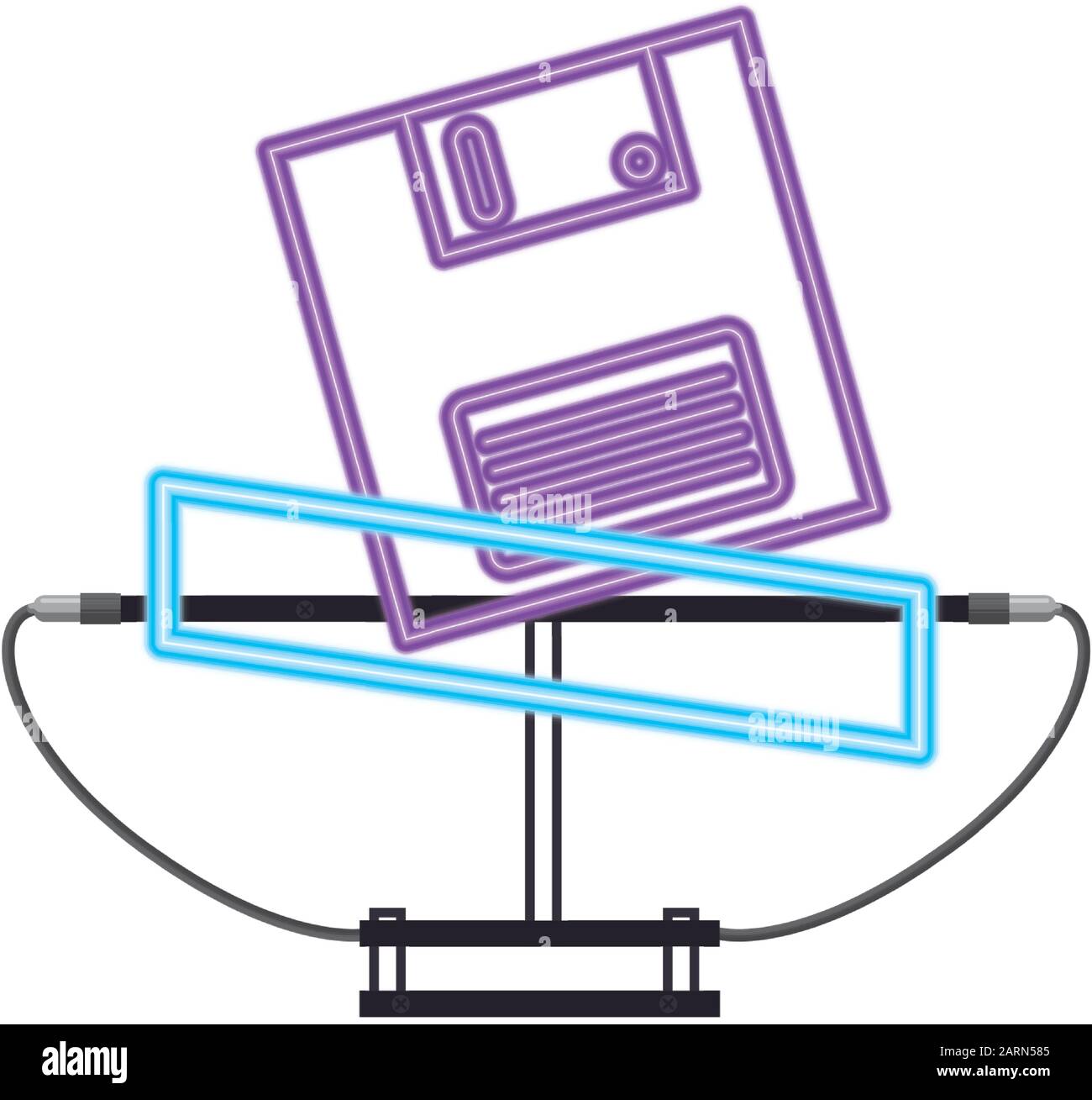 floppy nineties retro style neon light Stock Vector Image & Art - Alamy