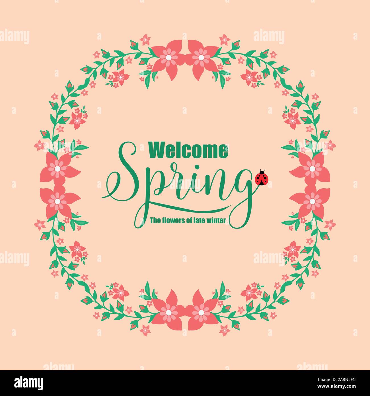 Wallpaper design for welcome spring greeting card, with floral elegant ...
