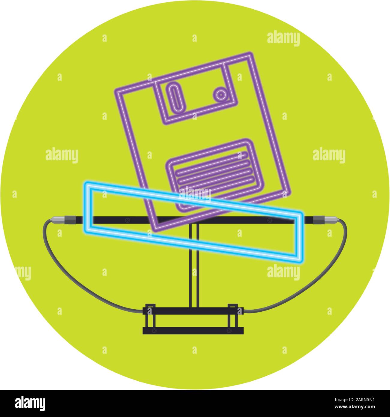 floppy nineties retro style neon light Stock Vector Image & Art - Alamy