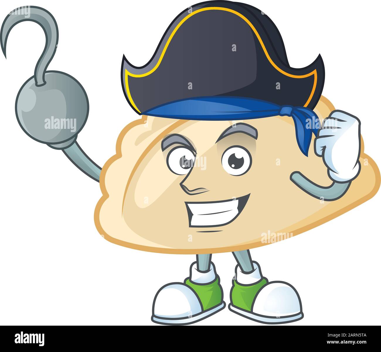 Cool one hand Pirate pierogi cartoon character wearing hat Stock Vector ...