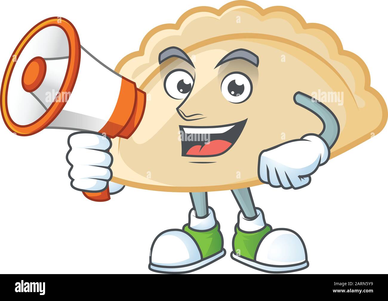 Cool cartoon character of pierogi holding a megaphone Stock Vector ...
