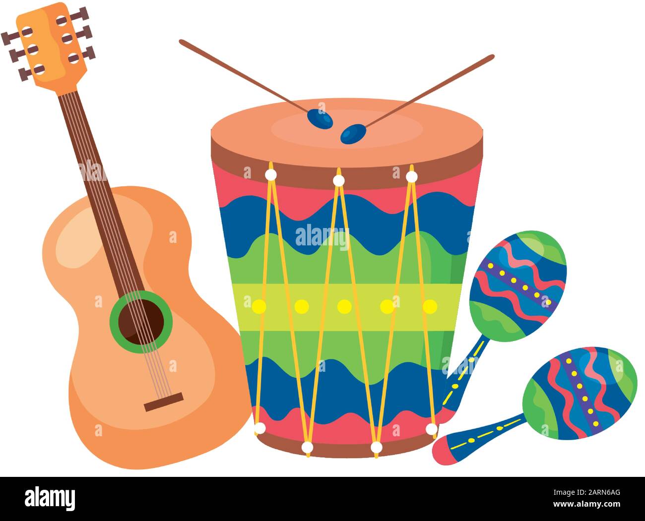 maracas with guitar and drum musical instruments Stock Vector Image ...