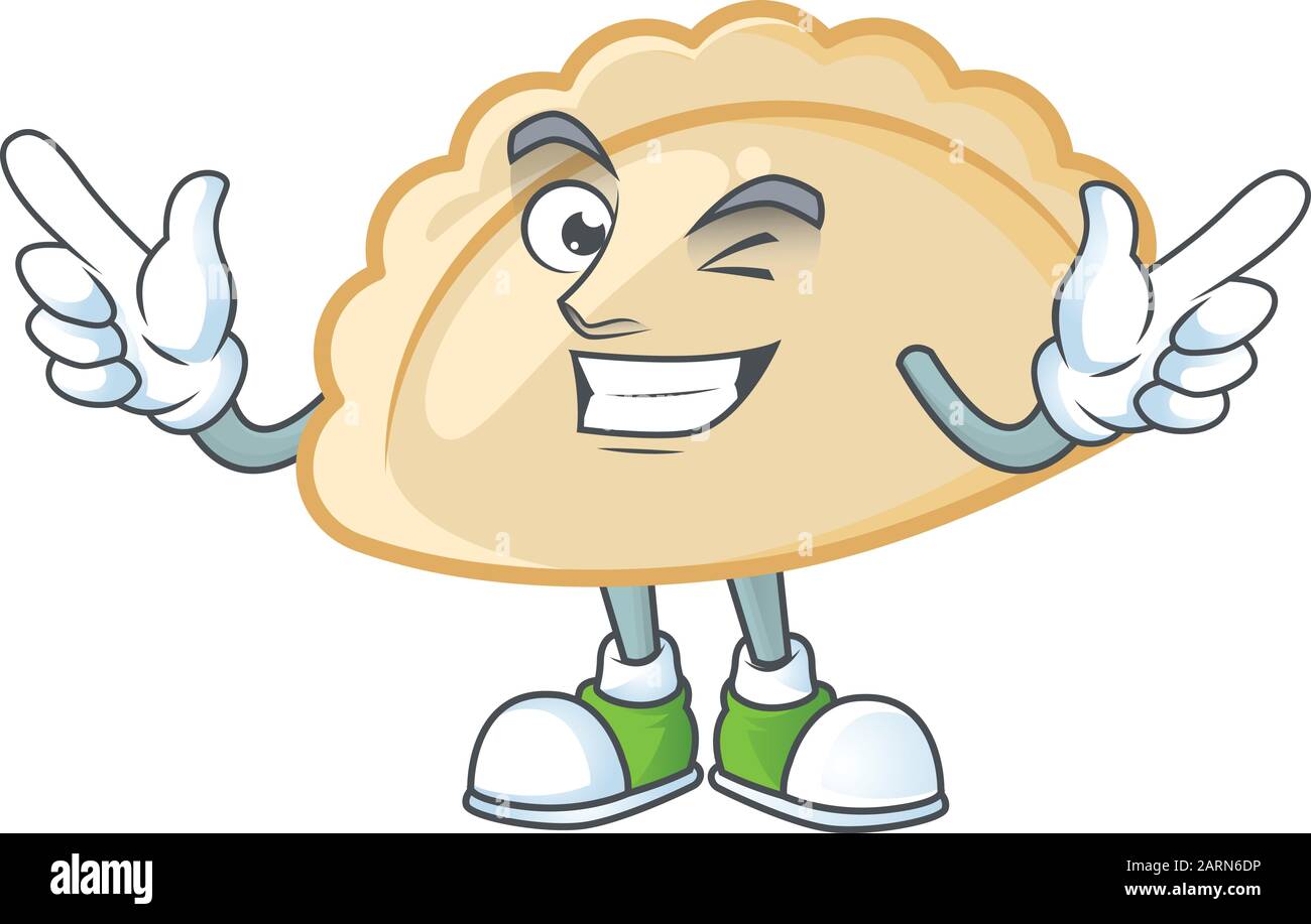 Funny face pierogi cartoon character style with Wink eye Stock Vector ...