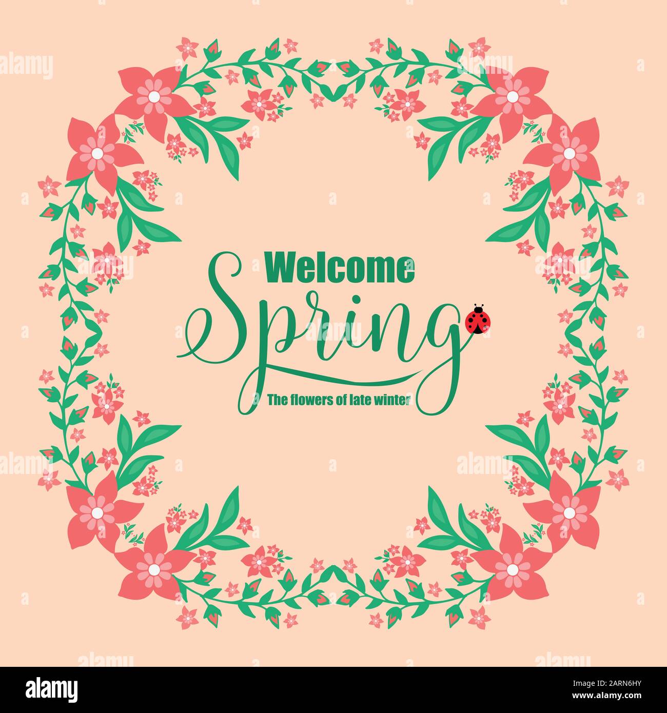 Unique Element design of leaves and red floral frame, for welcome ...