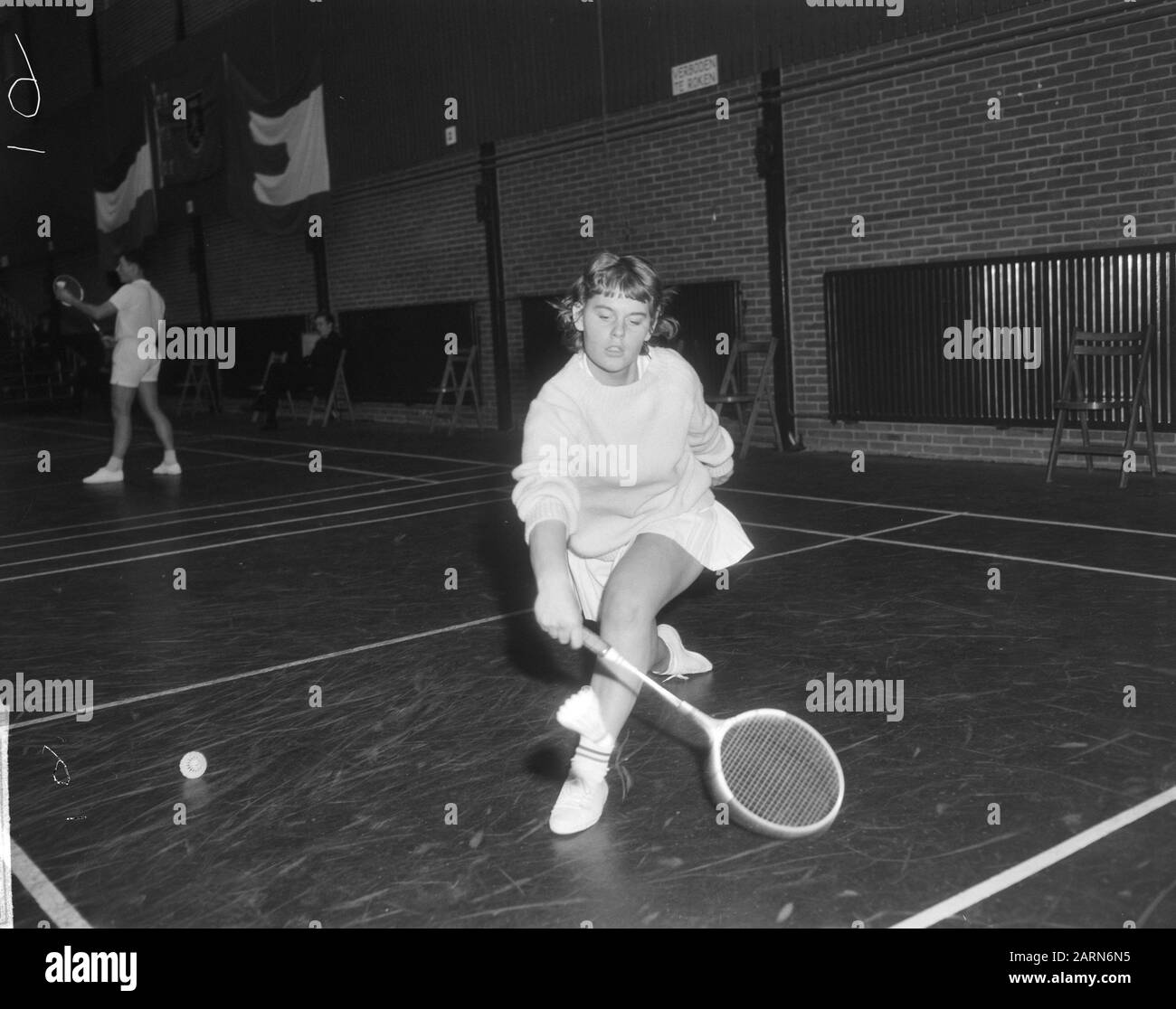 International badminton championships in Haarlem, Agnes Geene in action ...