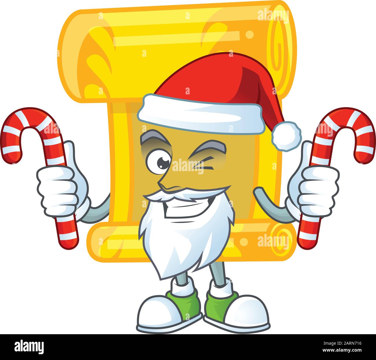 Chinese gold scroll Cartoon character in Santa costume with candy Stock ...