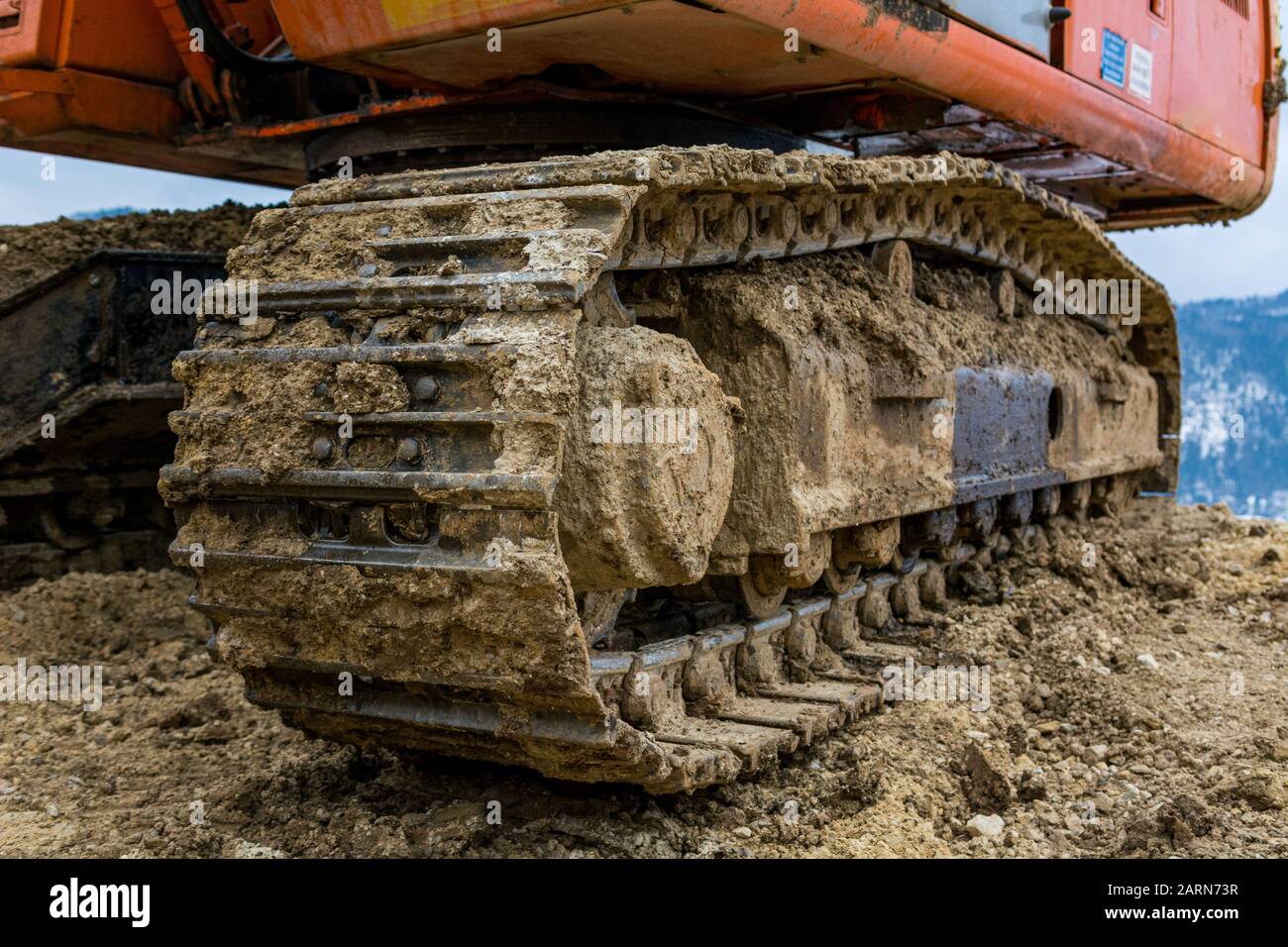 Tracks of a excavator machine on a construction site Stock Photo - Alamy