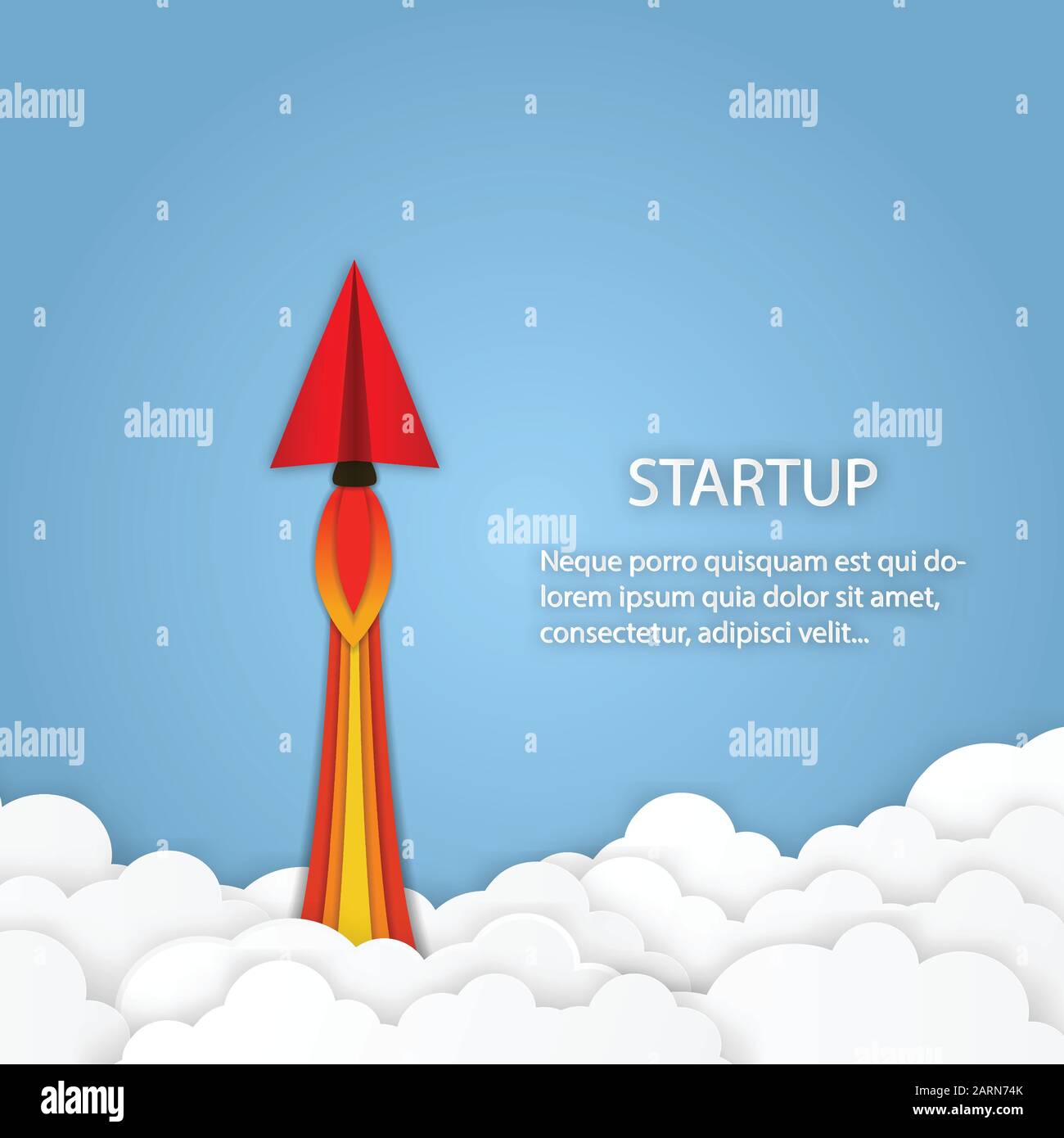Paper plane launch into space. Business project start up development ...
