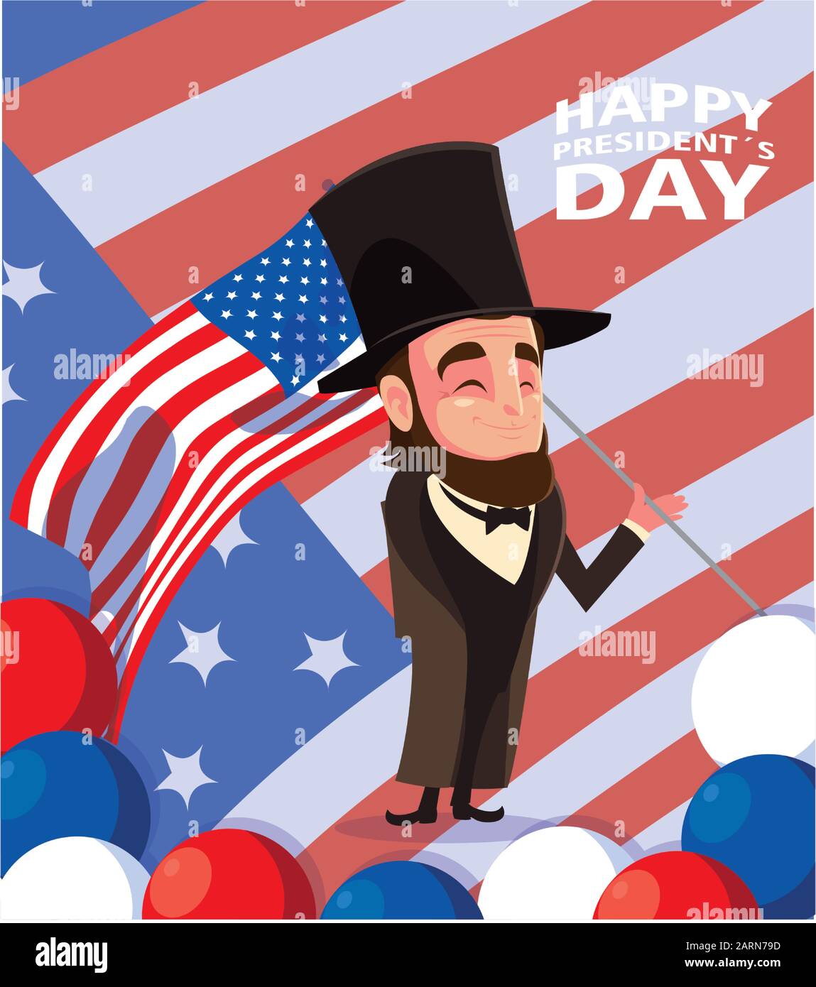 happy president day, president abraham lincoln vector illustration ...