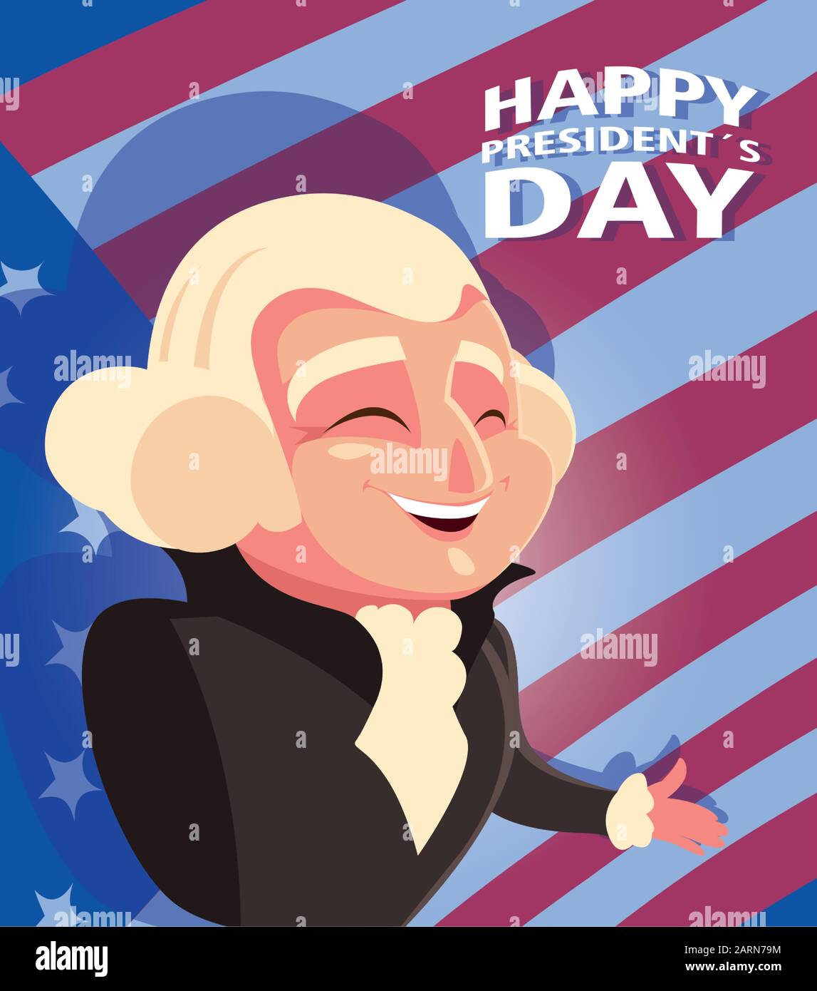 happy president day, president George Washington vector illustration ...