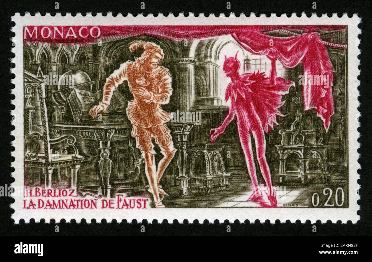 Stamp print in Monaco,Berlioz,The Damnation of Faust Stock Photo - Alamy