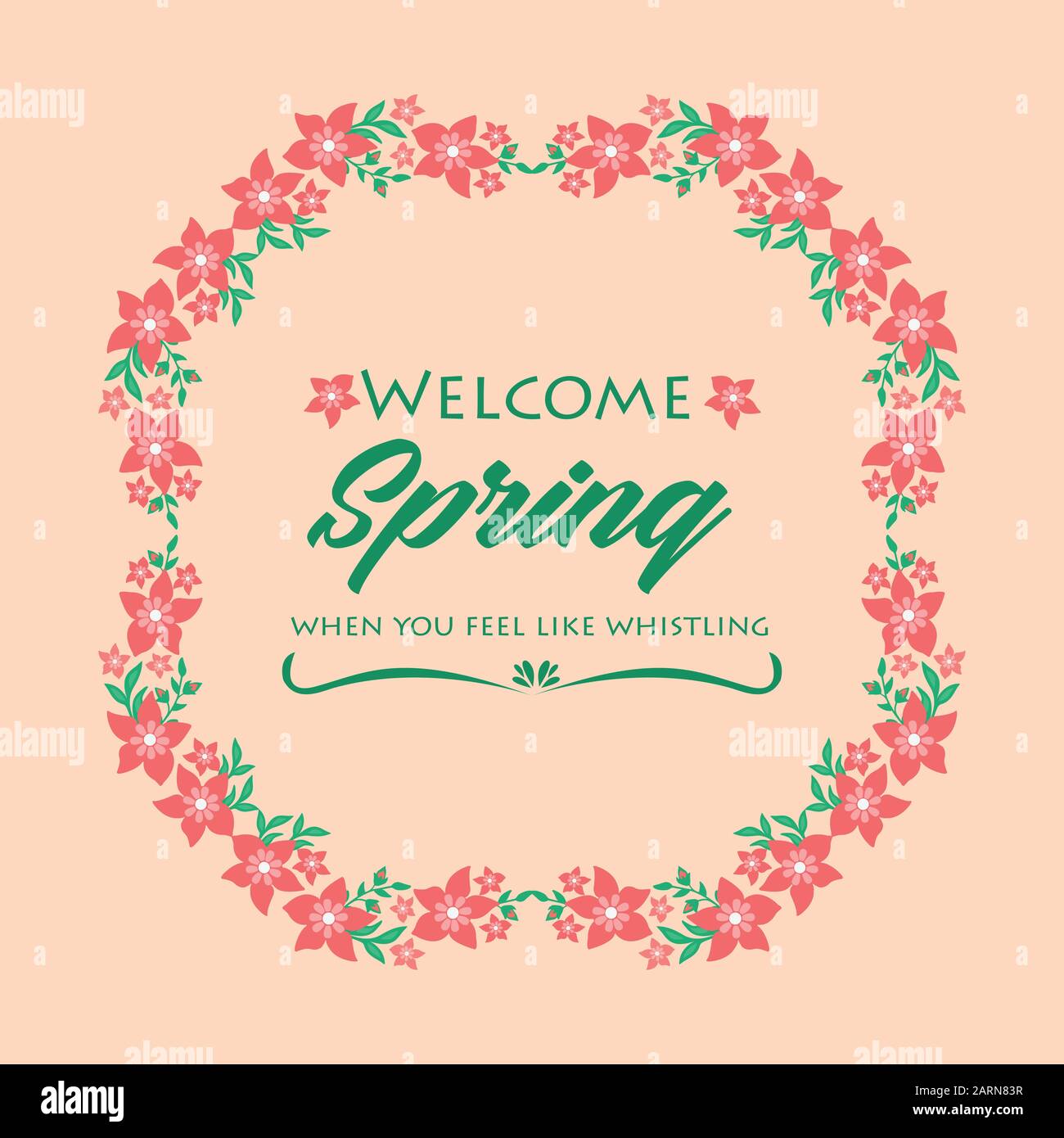 The unique pattern leaf and floral frame design, for welcome spring ...