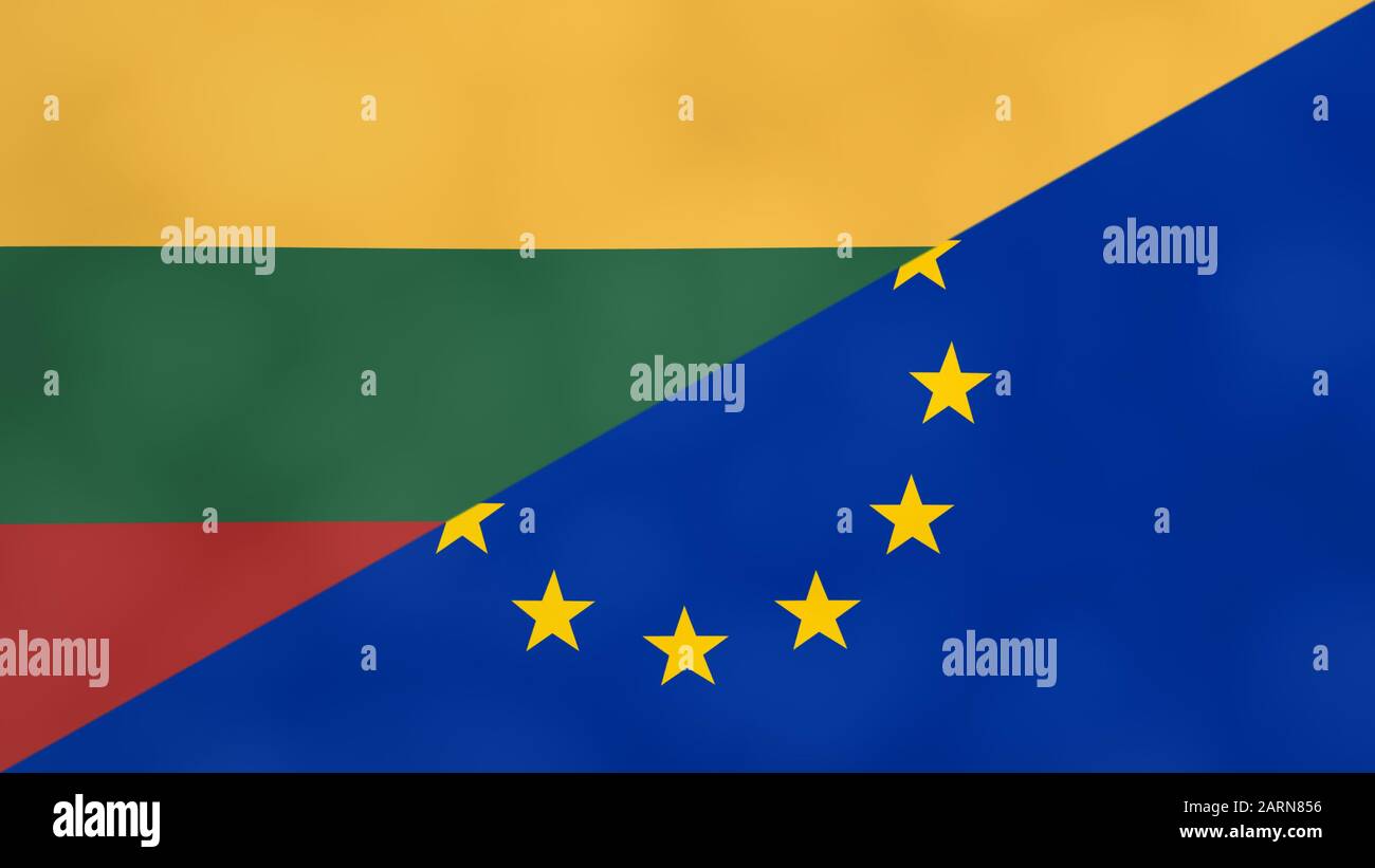 Lithuanian and Europe split flag. Brexit concept of Lithuania leaving ...