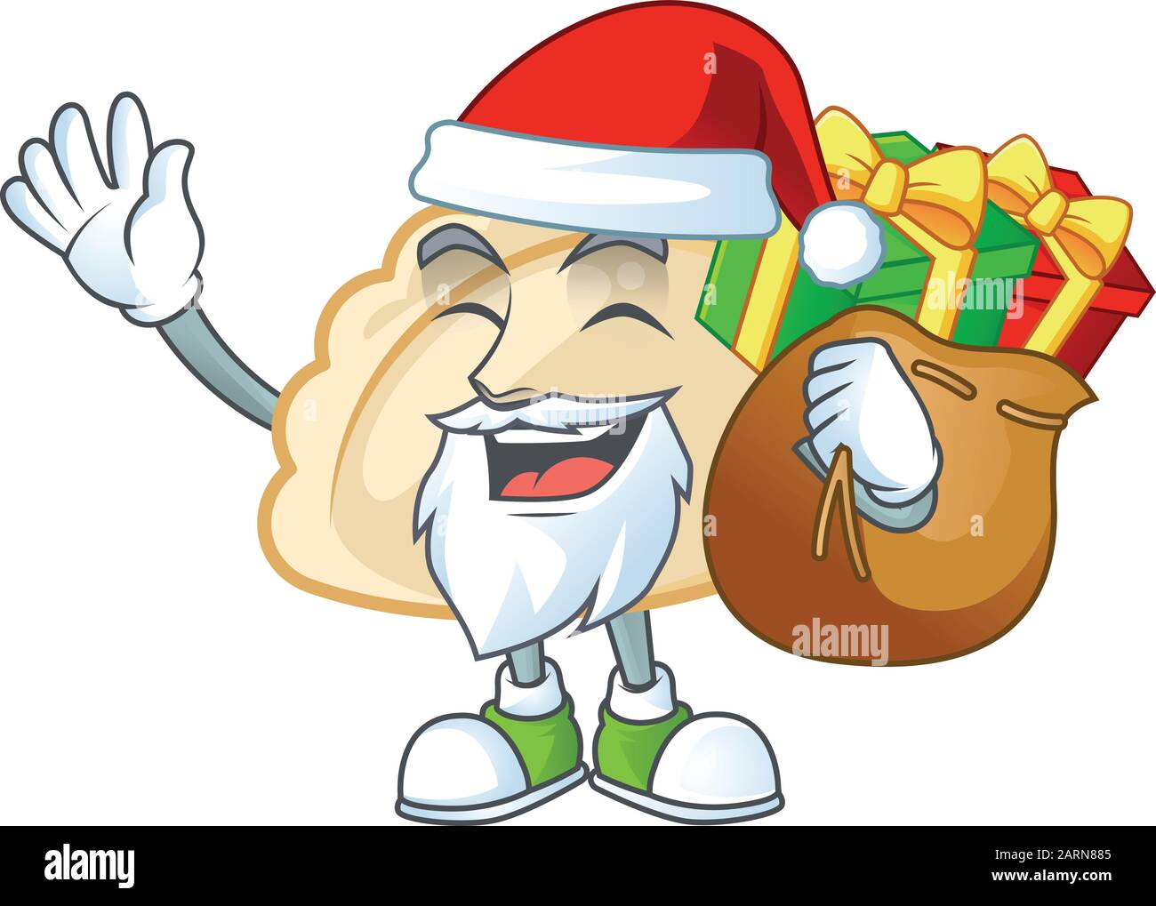 Santa pierogi Cartoon character design having box of gift Stock Vector ...