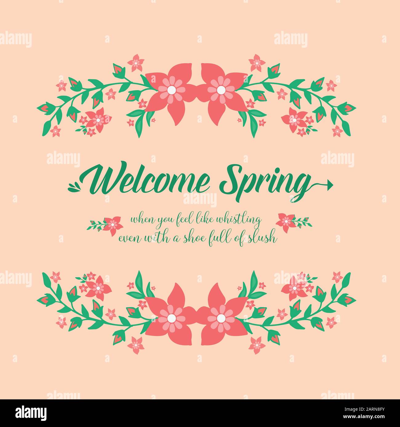Wallpaper design for welcome spring greeting card, with floral elegant ...