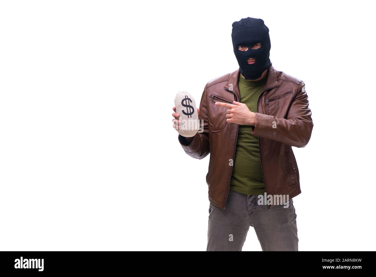 The robber wearing balaclava isolated on white background Stock Photo ...
