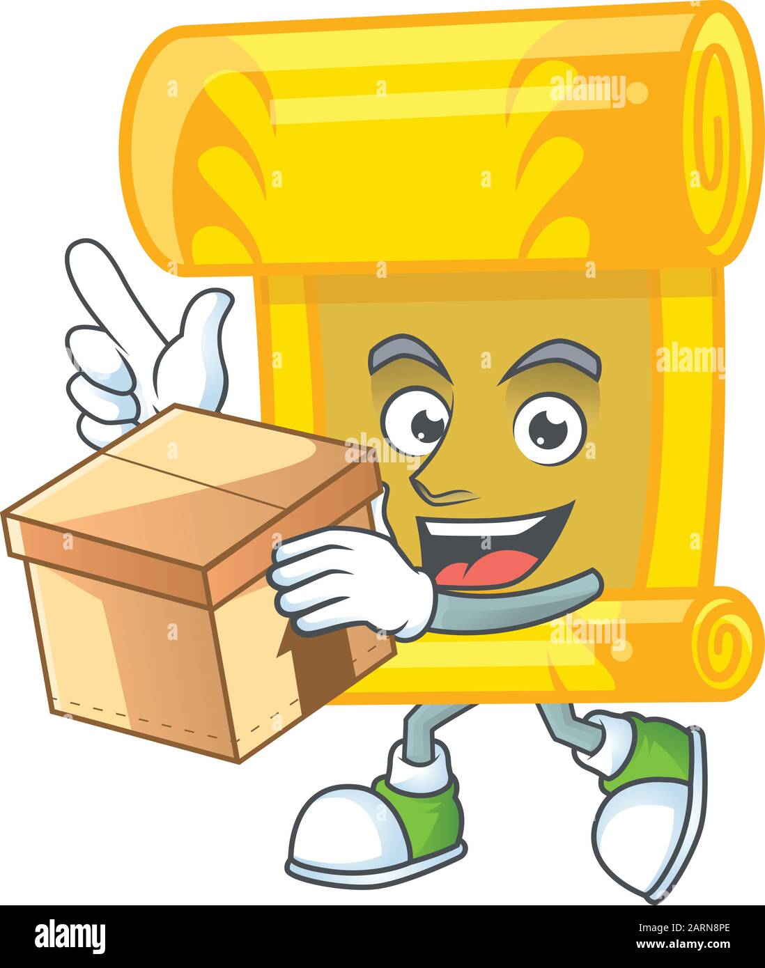 Cute chinese gold scroll cartoon character having a box Stock Vector ...