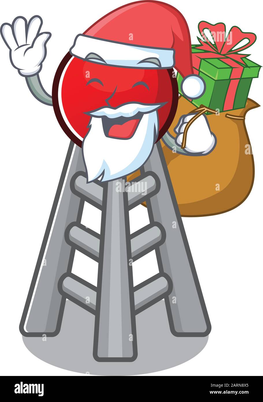 Santa radio tower Cartoon character design having box of gift Stock ...